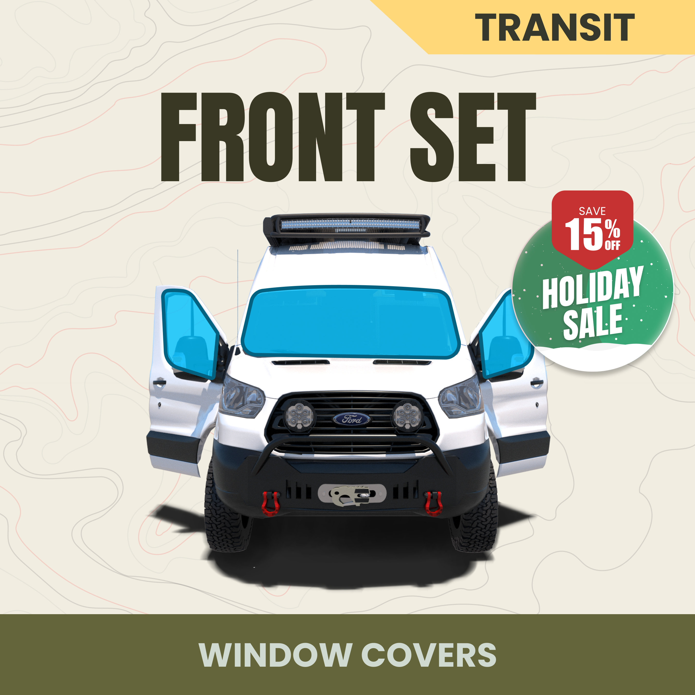 Ford Transit Front Cab Window Cover Set