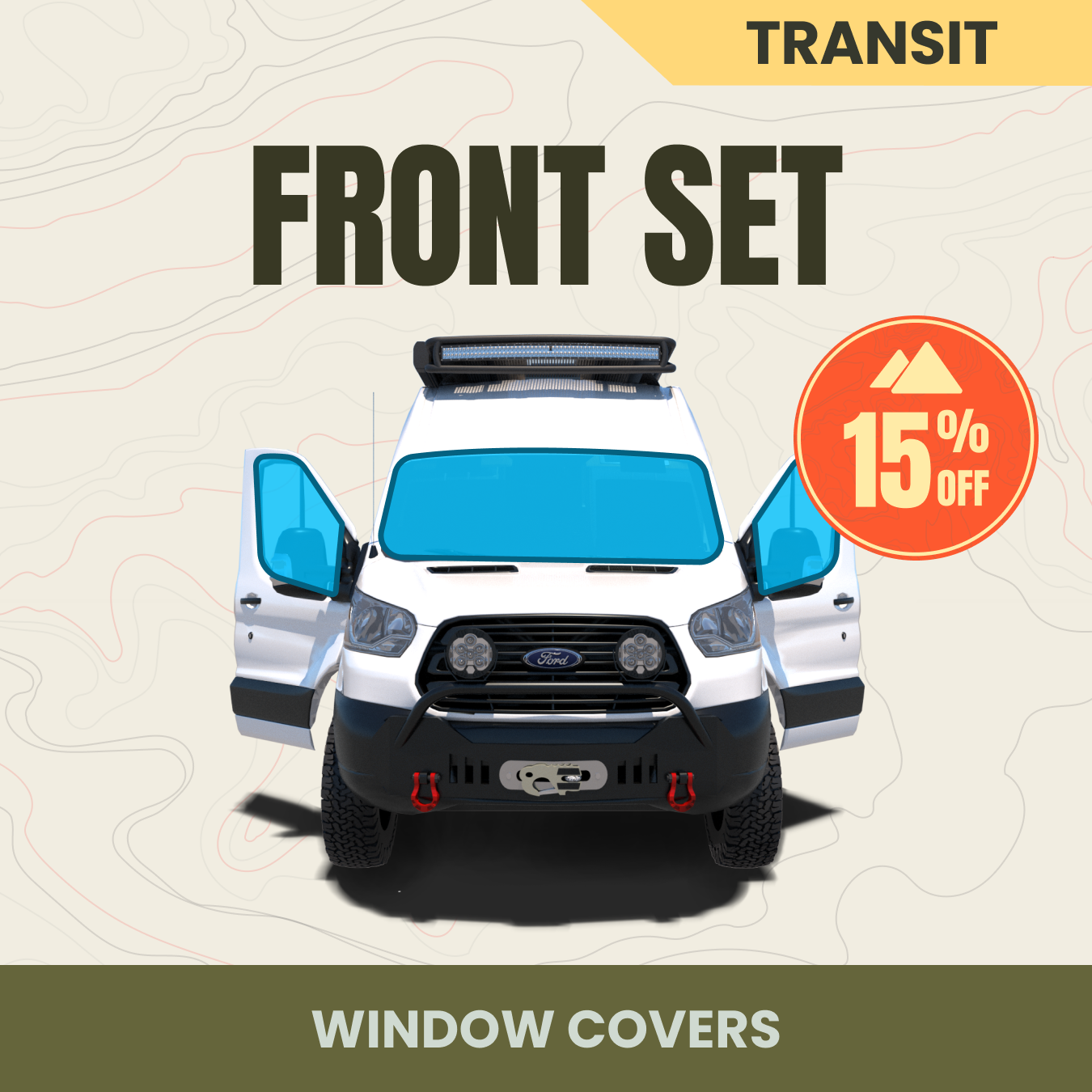 Ford Transit Front Cab Window Cover Set